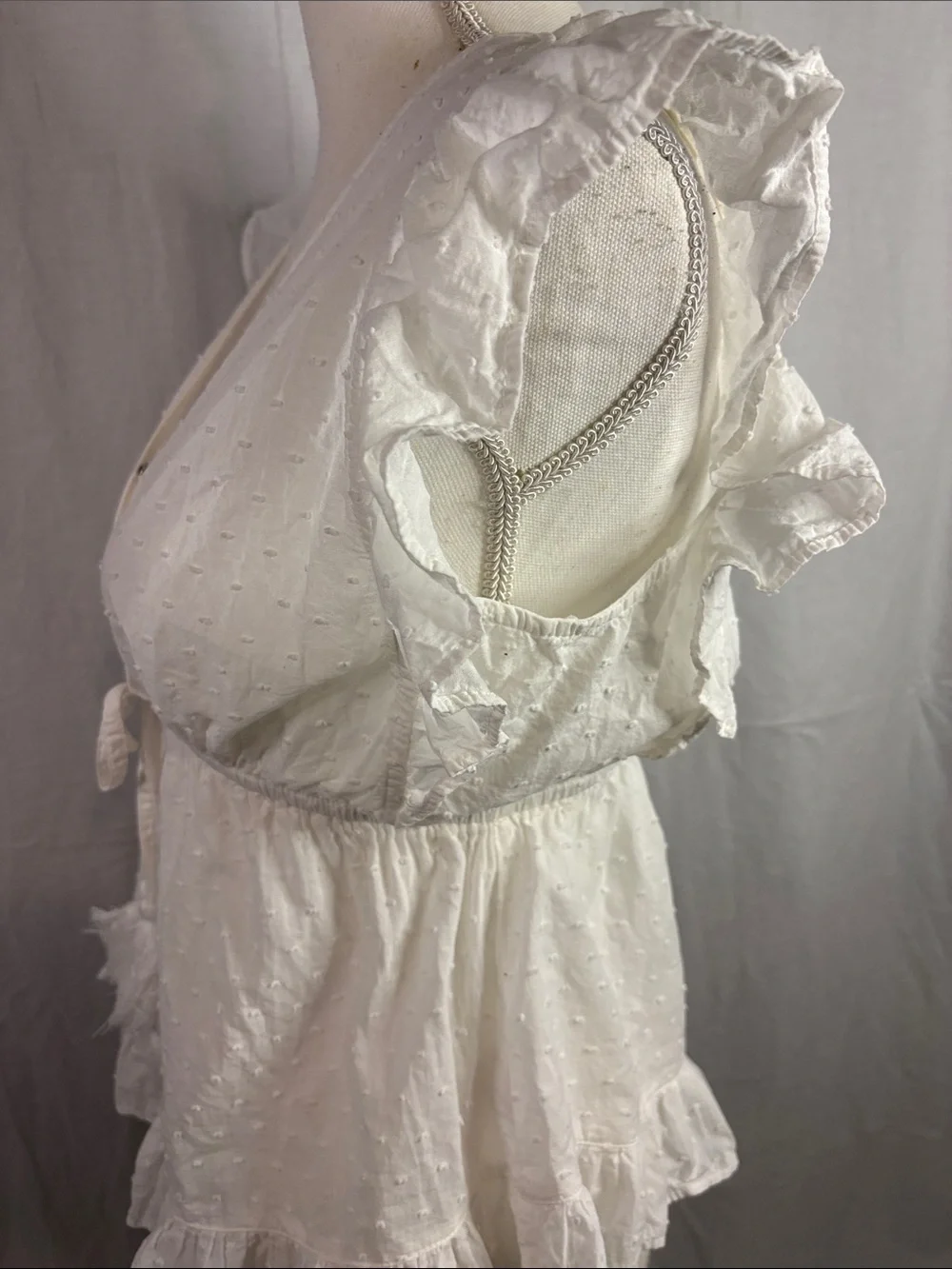 Hale Bob | Tops | Hale Bob White Swiss Dot Peplum Tiefront Blouse ...